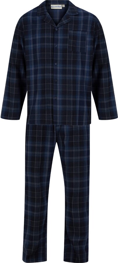 Slenderella Walker Reid WR88821 Men's Navy Check Cotton Pyjama Set ...