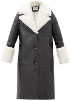 Stand Studio Linda Faux Shearling-trimmed Faux Leather Coat - Black ...