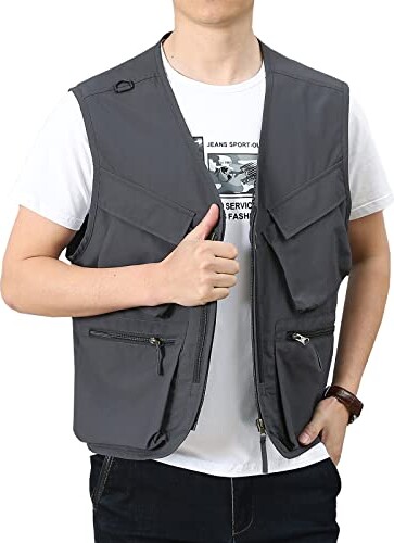 Gratoryna Men's Cargo Utility Vest Travel Fishing Work Outdoor Safari ...