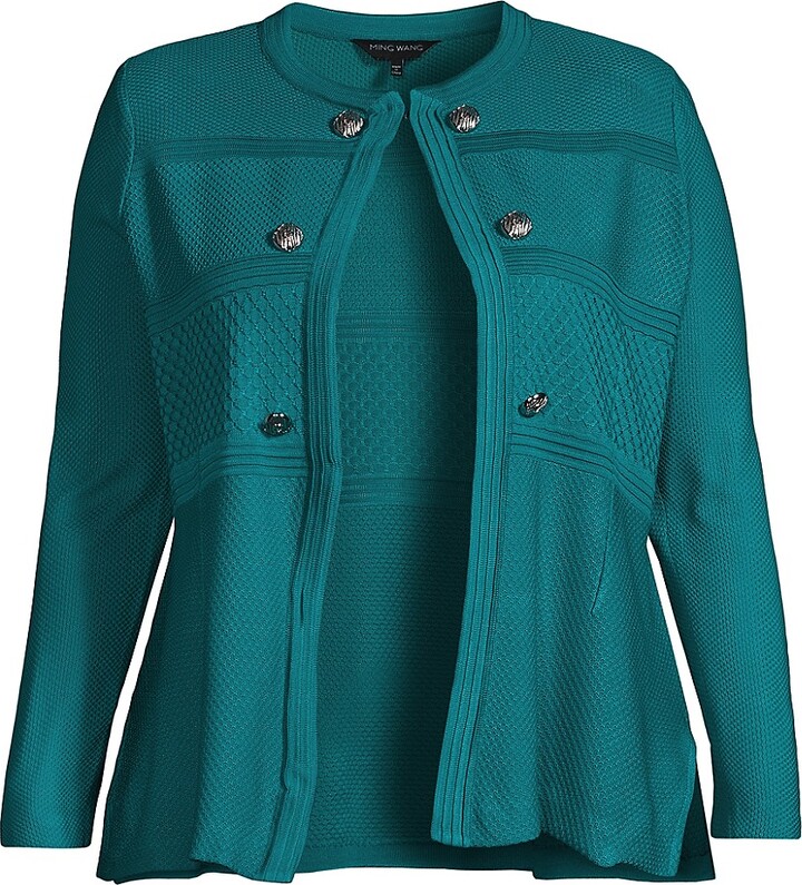 Ming Wang, Plus Size Plus Textured Knit Jacket - ShopStyle