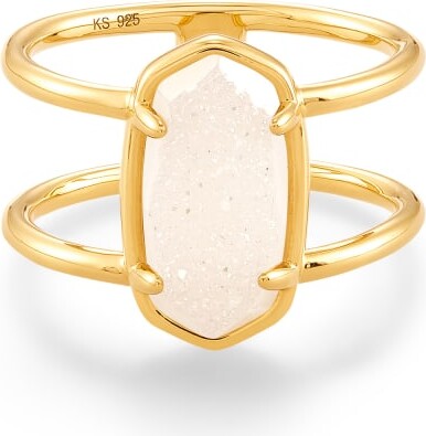Kendra Scott Elyse 18k Gold Vermeil Double Band Ring in Iridescent Drusy - ShopStyle