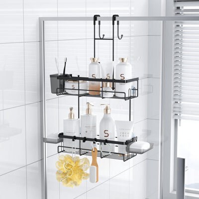 VOKIAL Shower Rack Hanging On Door: Rust-Proof Shower Rack On Door - No ...