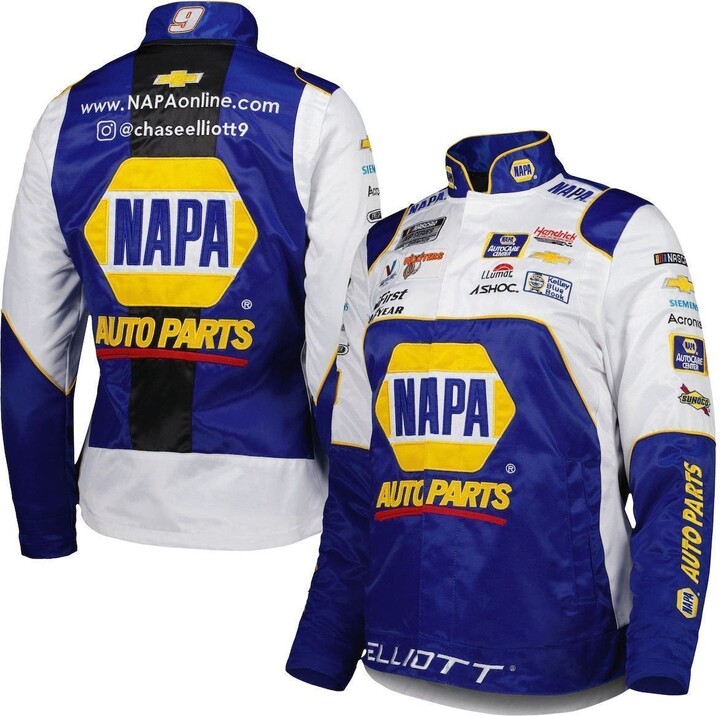 Women's Checkered Flag White/Royal Chase Elliott NAPA Nylon Uniform ...
