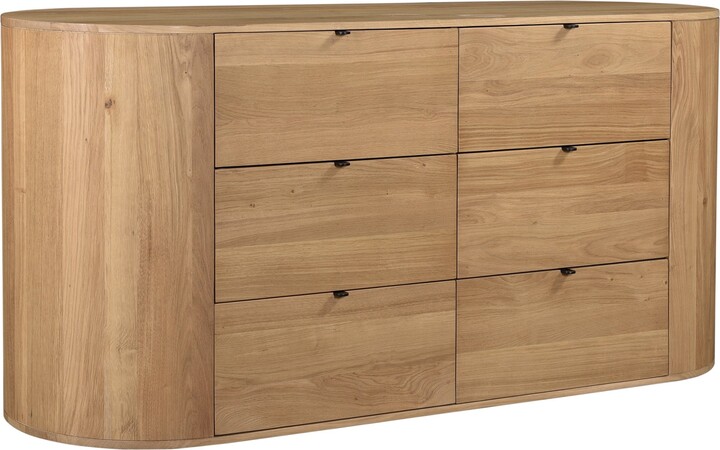 Aurelle Home Tezzi Modern 6-drawer Solid Oak Rounded Dresser - ShopStyle