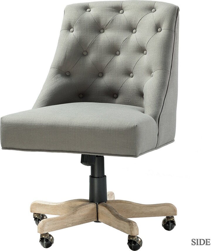 Calnod Modern Grey Wood Office Chair, with Tufted Back, Armless Task ...