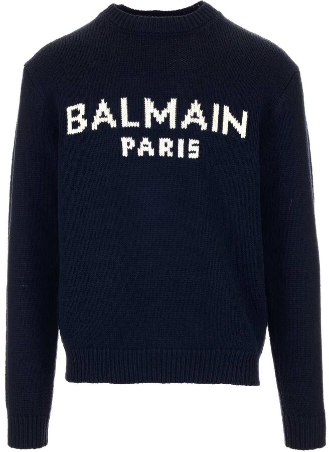 Balmain Logo Intarsia Knit Sweater - ShopStyle