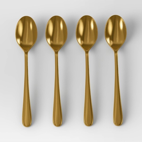 Threshold 4pc Harrington Cocktail Spoons Gold Modern Gold Flatware Set ...
