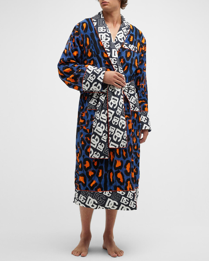 Dolce & Gabbana Men's Graffiti Leopard Monogram Terry Bathrobe ...