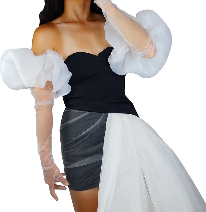 DooWay Women Fashion Wedding Tulle Gloves White Touchscreen Oversize ...