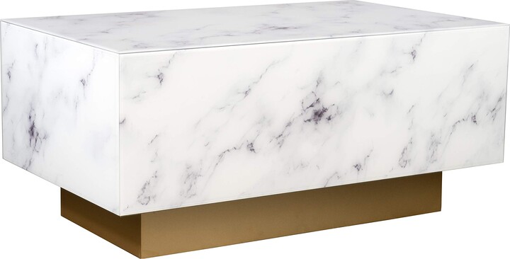 Statements By J Wood/Metal/Glass Modern Lyla Marble Design Block Coffee ...