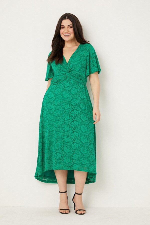 Wallis Womens Curve Lace Angel Sleeve Twist Midi Dress - ShopStyle