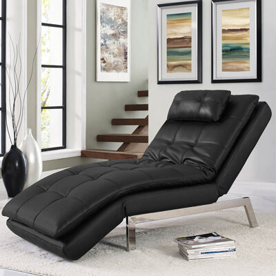 Relax A Lounger Vincent 61" Faux Leather Tufted Convertible Sleeper ...