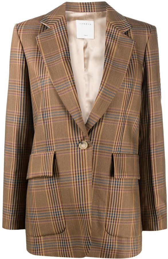 Sandro Check Single-Breasted Blazer - ShopStyle