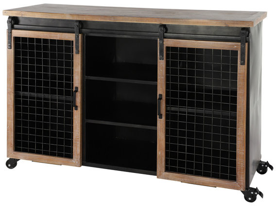 Brimfield & May Industrial Metal and Reclaimed Wood Rolling Cabinet ...