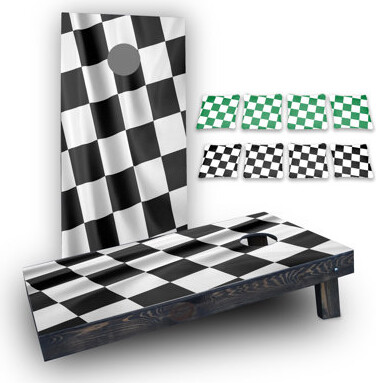 Custom Cornhole Boards NASCAR Racing Checkered Flag 10 Piece Cornhole ...