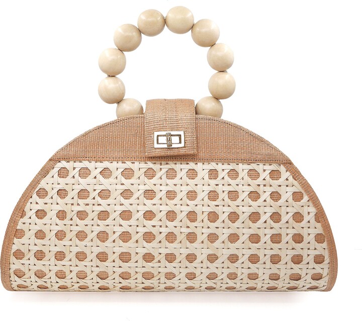 Soli & Sun - The Isabella Tan & Cream Rattan Woven Bag - ShopStyle