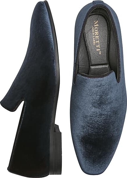 Moretti Men's Gill Plain Toe Velvet Formal Shoes Navy - ShopStyle