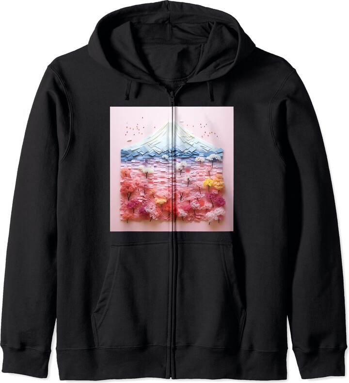 Japanese Cherry Arty Japanese Artistry in Sakura Symphony Zip Hoodie ...