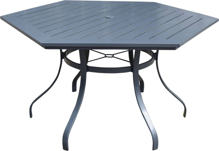 Santa Fe 60" Aluminum Slat Table Hexagon Shape - Dark Gray - Courtyard ...