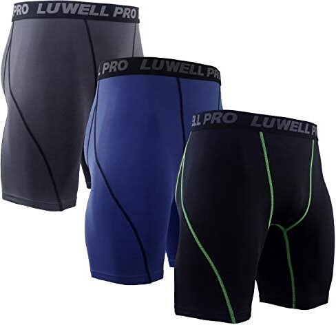 LUWELL PRO 3 Pack Men Compression Shorts Quick Dry Sports Base Layer ...