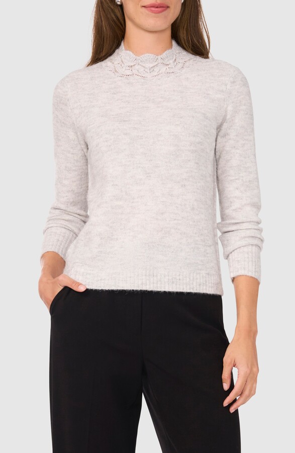 Halogen Pointelle Mock Neck Sweater - ShopStyle
