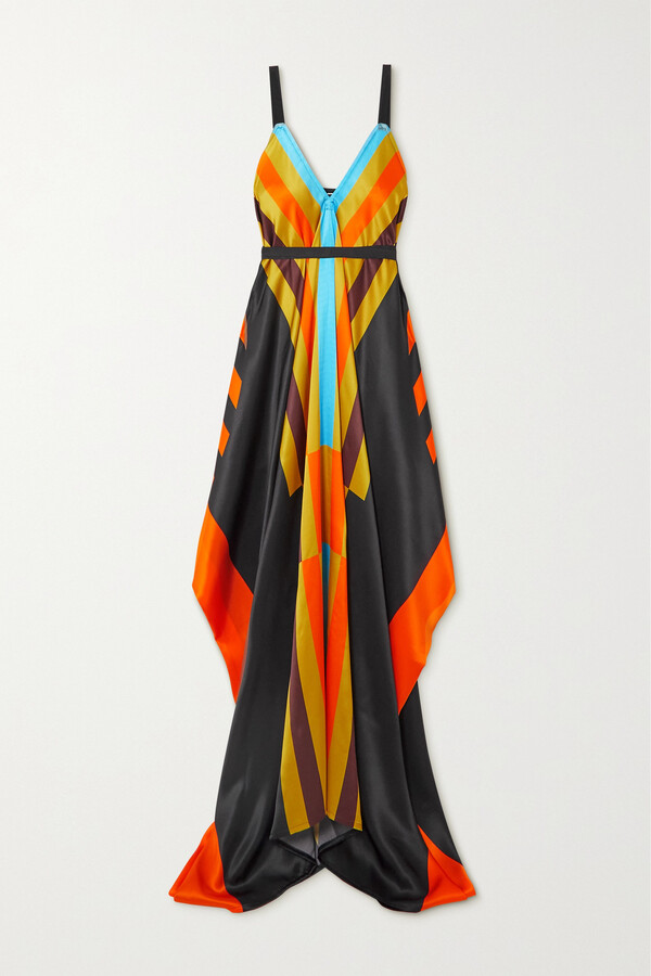 LOUISA PARRIS + Net Sustain Poiret Draped Printed Silk-satin Maxi Dress ...