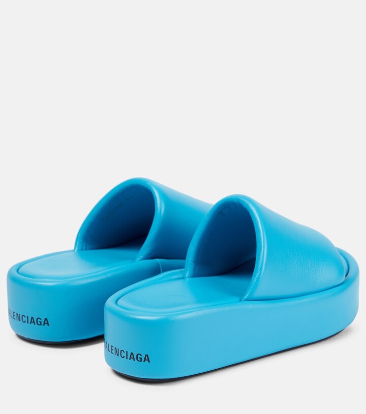 Balenciaga Rise leather platform slides - ShopStyle