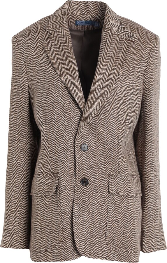 Polo Ralph Lauren Herringbone Linen-blend Blazer Blazer Brown - ShopStyle