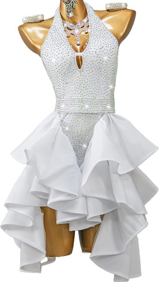 MOrfiL Women's Professional Latin Dance Dress Ruffles Ballroom ...