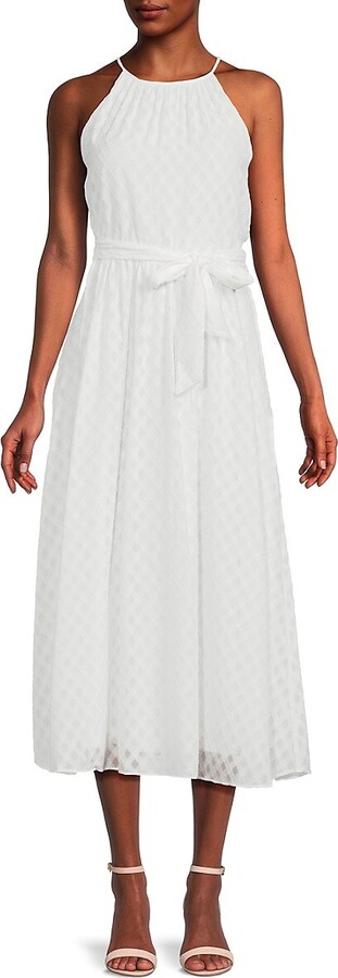 DKNY Diamond Pattern Belted Midi Dress - ShopStyle