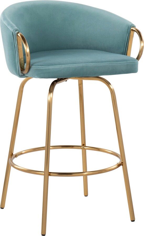 Silver Orchid Battista 26" Fixed-Height Gold Counter Stool with Round ...