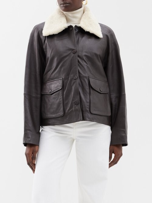 BA&SH Banto Shearling-collar Leather Bomber Jacket - ShopStyle