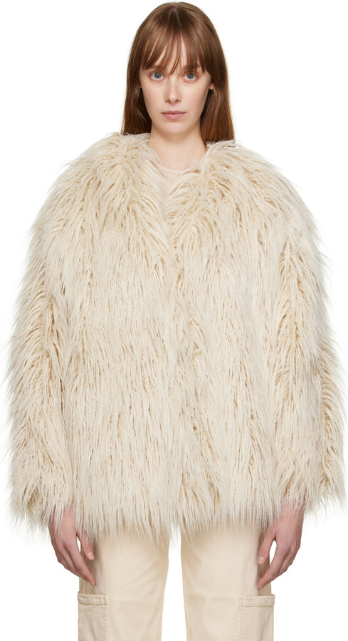 HALFBOY Off-White Faux-Fur Jacket - ShopStyle Fur & Shearling Coats