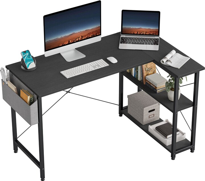 BANTI 47 Inch Small L Shaped Computer Desk with Storage Shelves Home ...