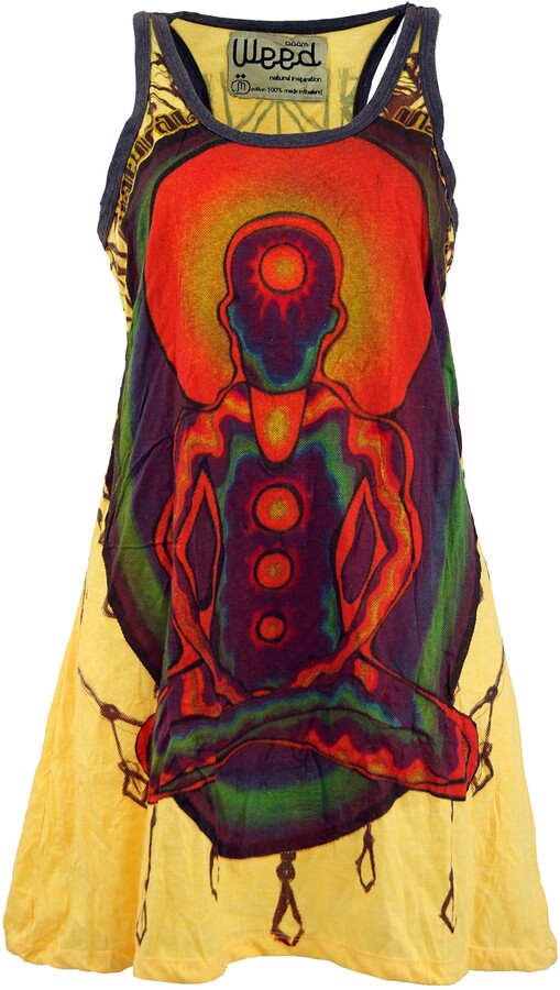 Guru Shop GURU-SHOP Weed Top Long Shirt Mini Dress Chakra Yogi ...