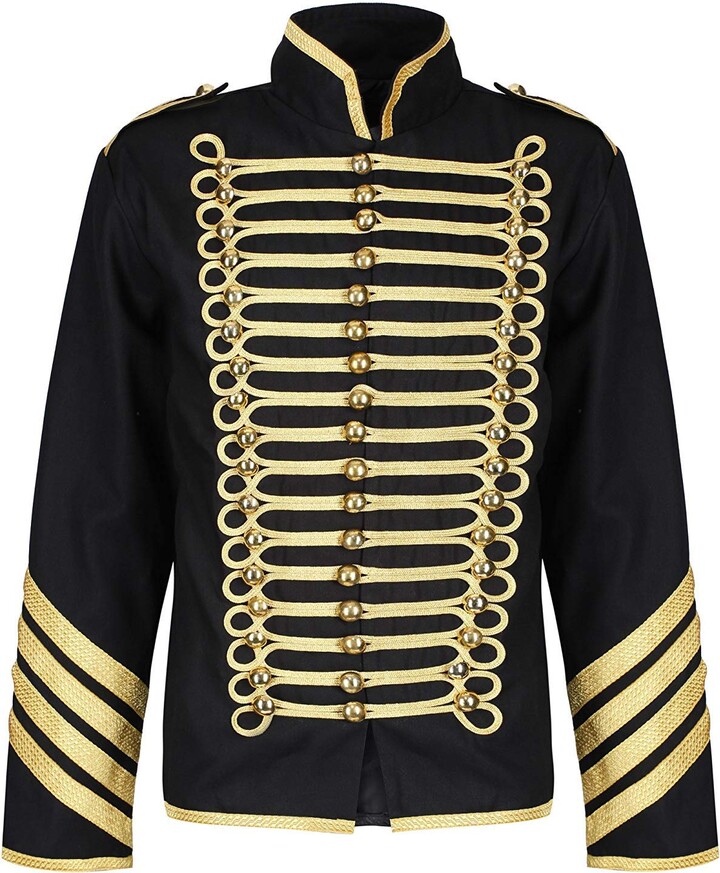 Ro Rox Gold Hussar Parade Steampunk Gothic Jacket - Black & Gold (Men's ...