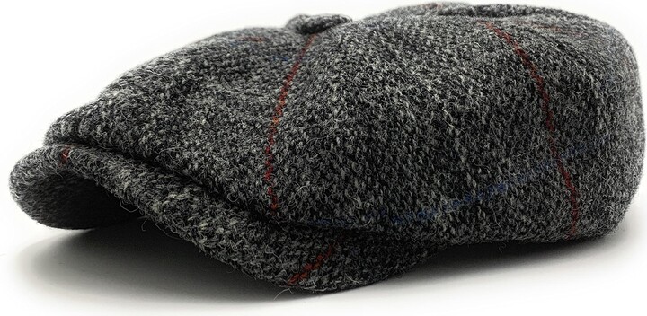 Tartan Tweeds Harris Tweed Newsboy Cap Grey Check Comfort Fit Quilted ...