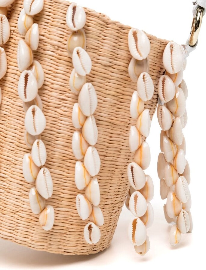 Sensi Shell-Detail Straw Bucket Bag - ShopStyle