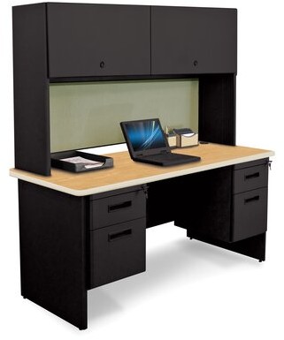 Marvel Office Furniture Pronto Executive Desk with Double Pedestal and ...
