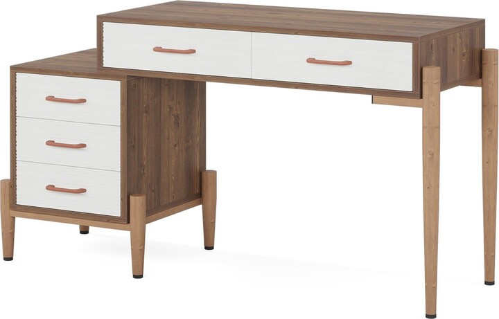 Tribesigns Computer Desk with 5 Drawers, Study Work Writing Desk with ...