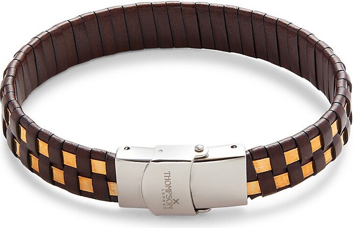 Thompson of London Leather & Stainless Steel Woven Bracelet - ShopStyle ...