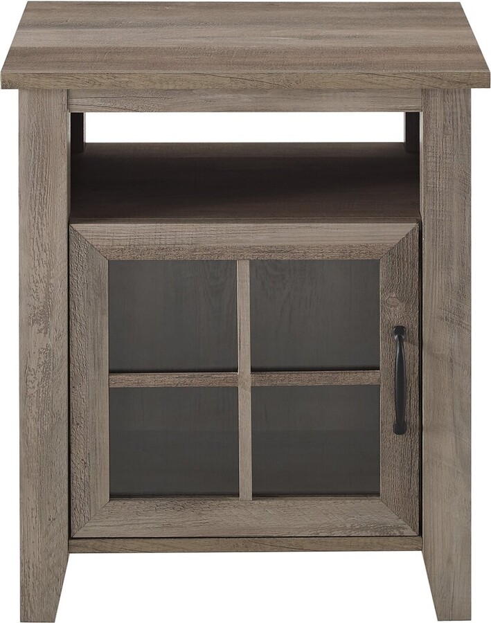 Hewson Modern Windowpane Glass Door Side Table With Open Cubby - ShopStyle