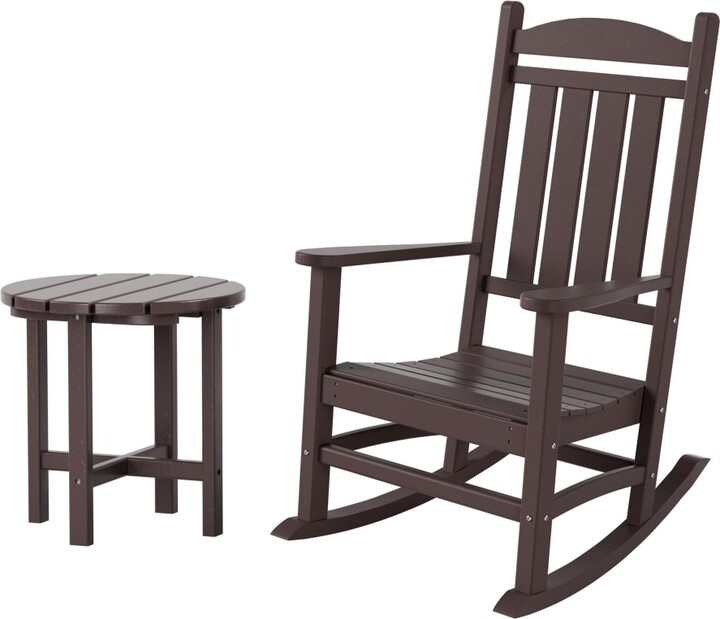 WestinTrends 2-Piece Classic Porch Rocking Chair With Side Table Set ...
