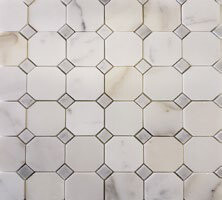 Medici & Co. 2" x 2" Marble Octagon and Dot Mosaic Wall & Floor Tile ...