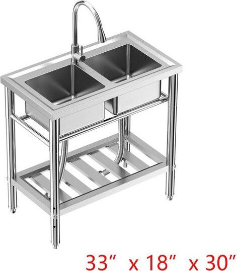 WhizMax 33"x18"x30" Kitchen Sink Stainless Steel Commercial 2 ...