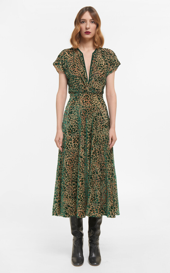 Costarellos Women's Sasha Flocked Leopard Velvet Devore Dress With ...