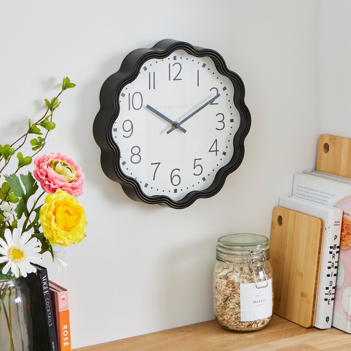 Waters & Noble Wavy Silent Wall Clock Black - ShopStyle