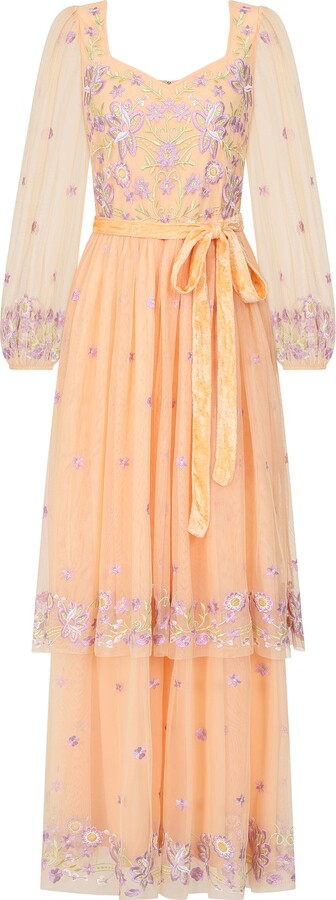 Frock and Frill Mayuri Floral Embroidered Maxi Dress - Almond - ShopStyle