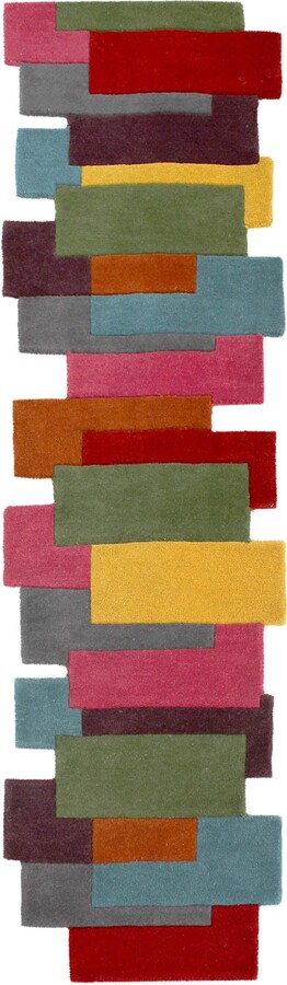 Dunelm Abstract Collage Wool Runner Pink/Green/Yellow/Red/Blue ...