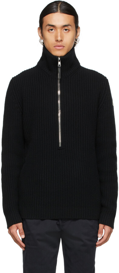 Moncler Black Knit Half-Zip Sweater - ShopStyle